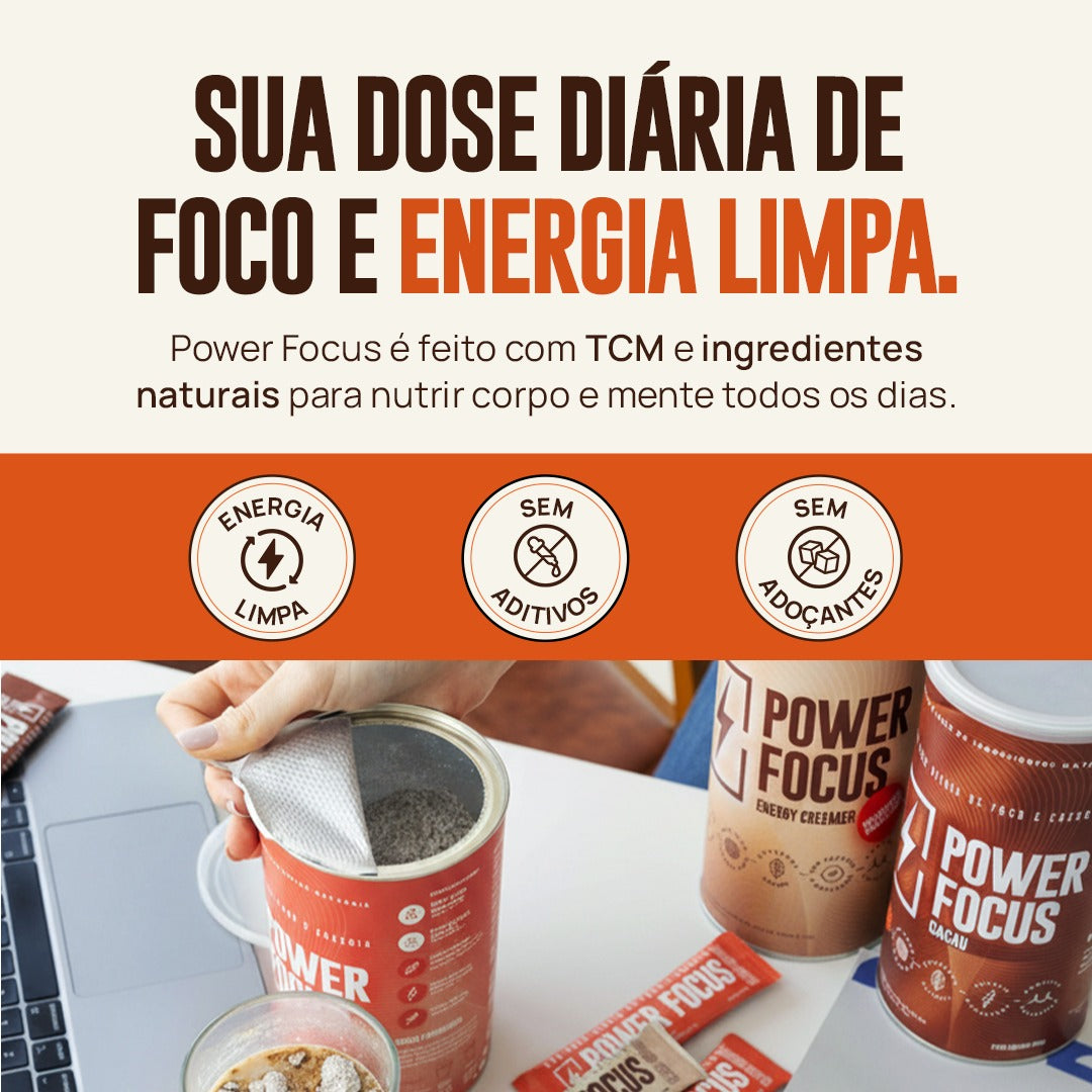 Power Focus - Energia limpa com TCM, sem aditivos, sem adoçantes